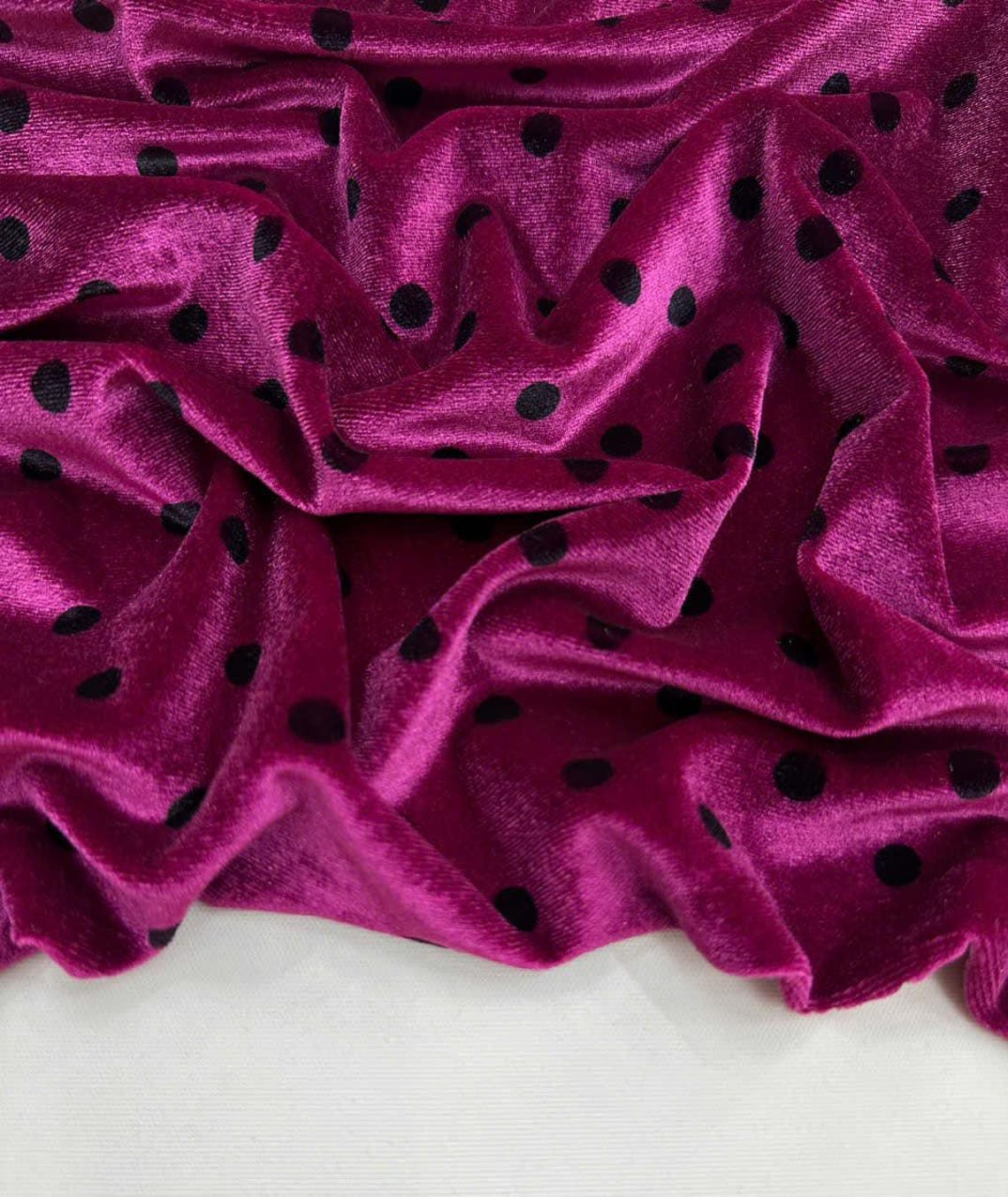Fabric: Polka Dot Printing Velvet, Solid Color Print | Soft and Plush ...
