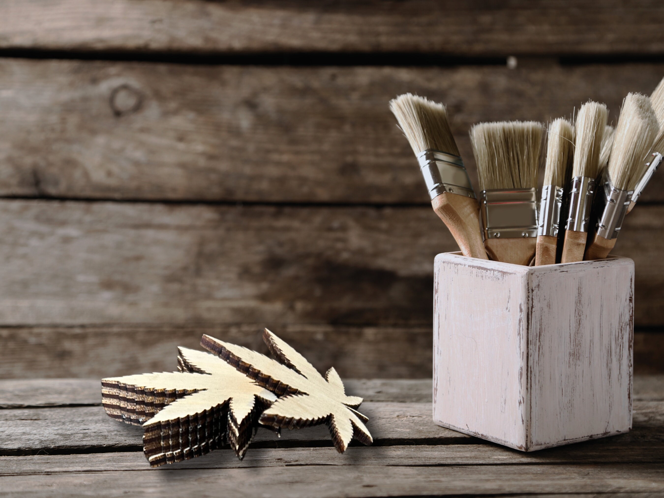 Laser Cut Unfinished Wood Cutout Marijuana Leaf DIY Crafts Bulk Wooden ...