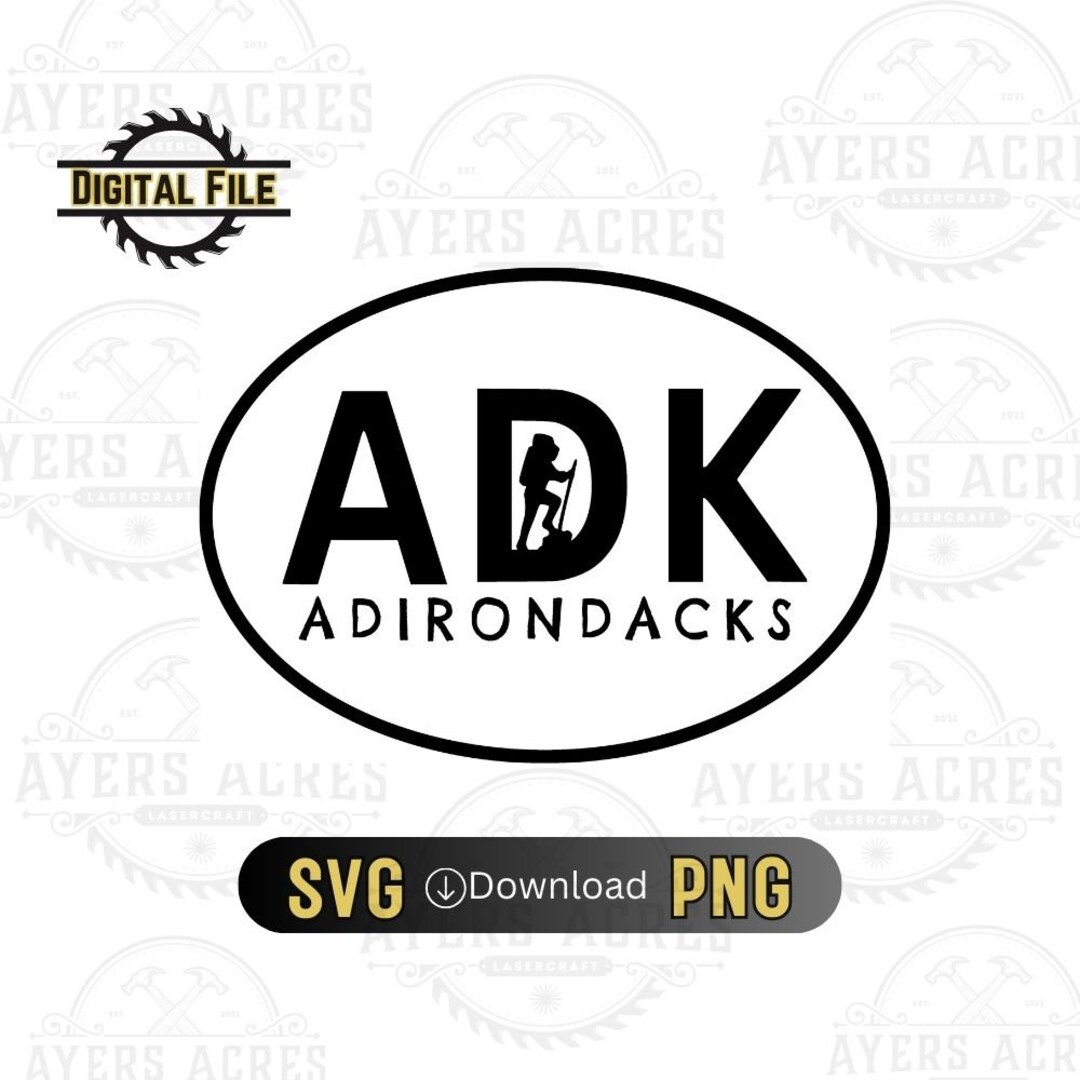 Adirondacks SVG, ADK SVG, Adk Png, Mountains Svg, Mountains Hiker Svg ...