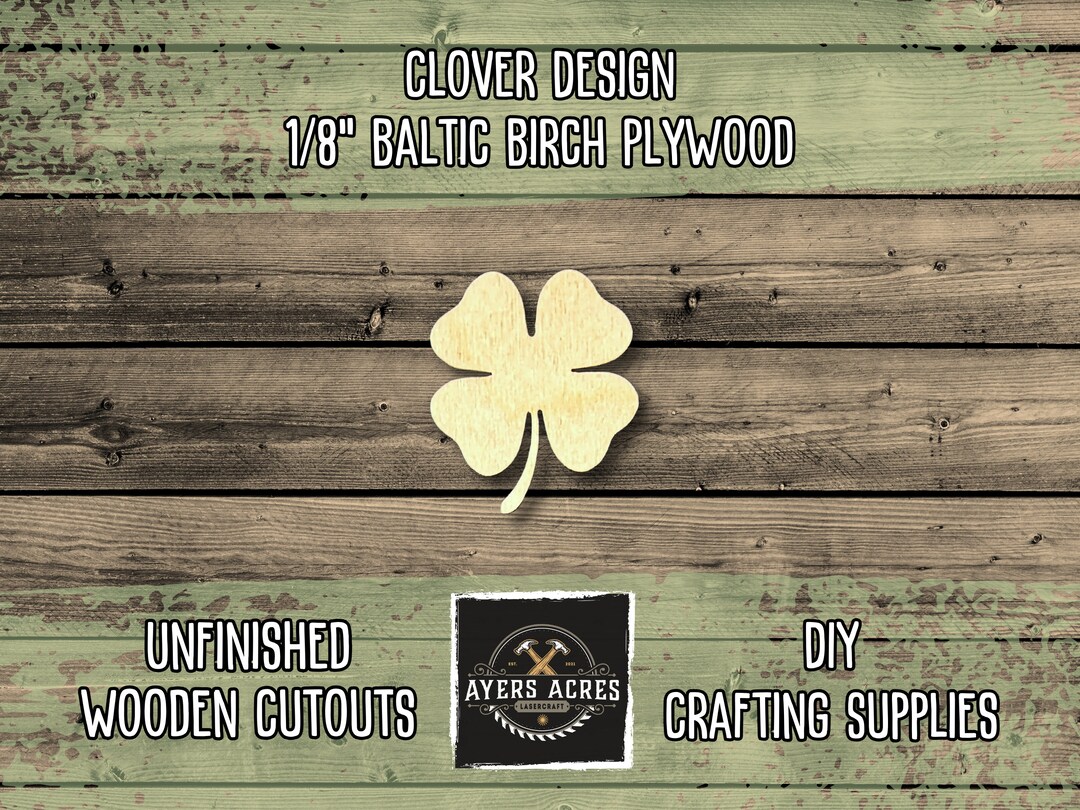 Laser Cut Unfinished Wood Cutout Clover DIY Shamrock Crafts Bulk Wooden ...