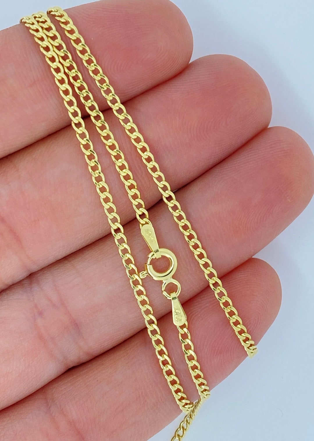 Solid 10K Gold Cuban Curb Chain, Gold 2mm Miami Cuban Chain, Real 10kt ...