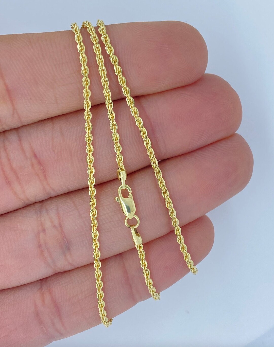 Solid 10K Gold Rope Chain 1.75mm, Genuine Gold Rope Chain, 10kt Gold ...