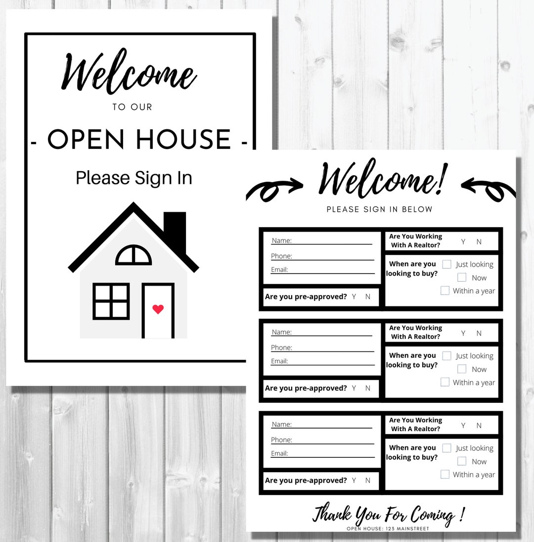 Welcome Open House Sign in Sheet , Feedback Form | Downloadable ...