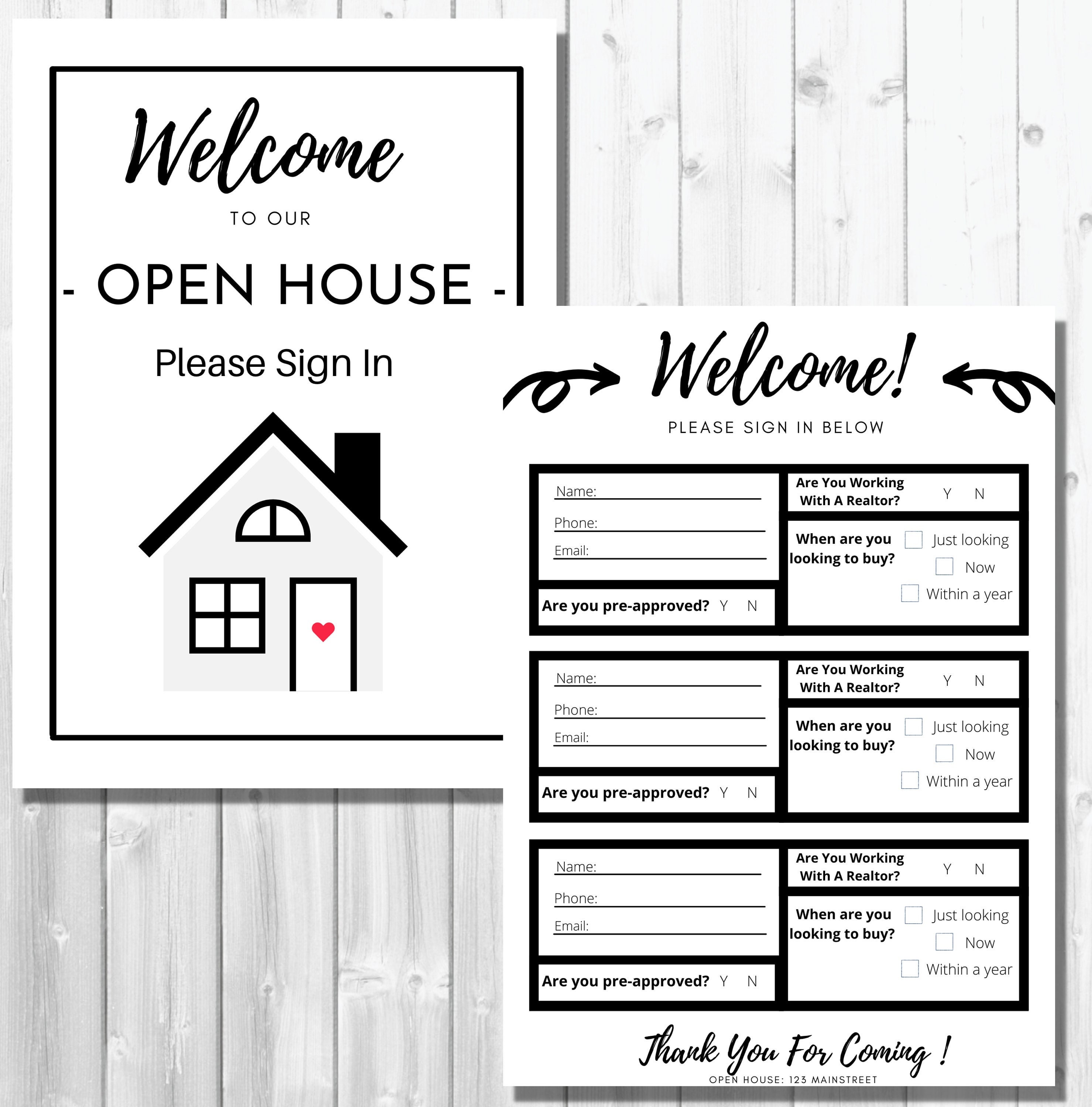 Welcome Open House Sign in Sheet , Feedback Form | Downloadable ...