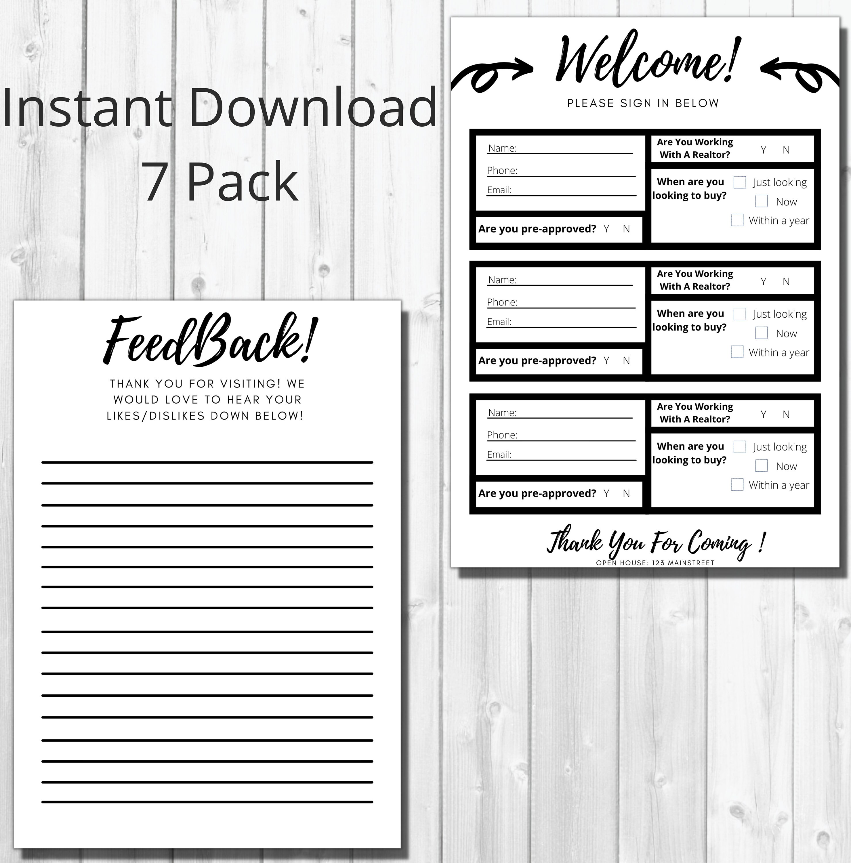 Welcome Open House Sign in Sheet , Feedback Form | Downloadable ...