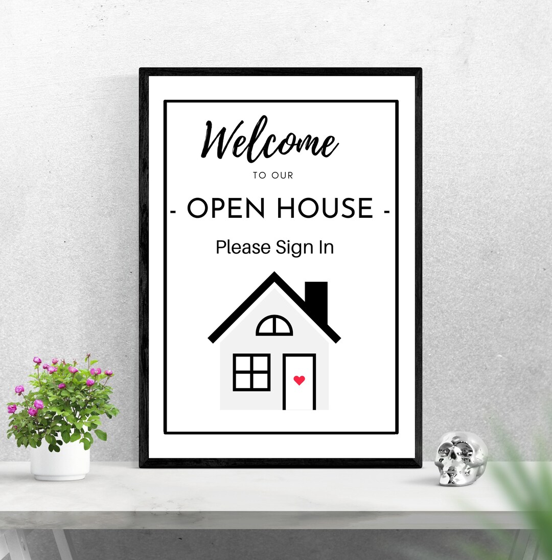 Open House Welcome Sign in Digital Product | Real Estate Marketing ...