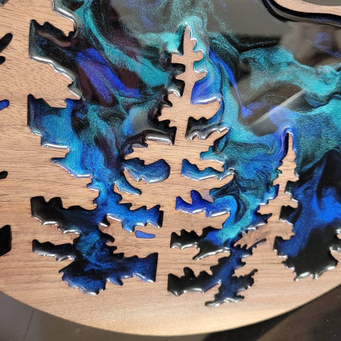Resin Mountain Art Wood Wall Art Tree Landscape Northern - Etsy