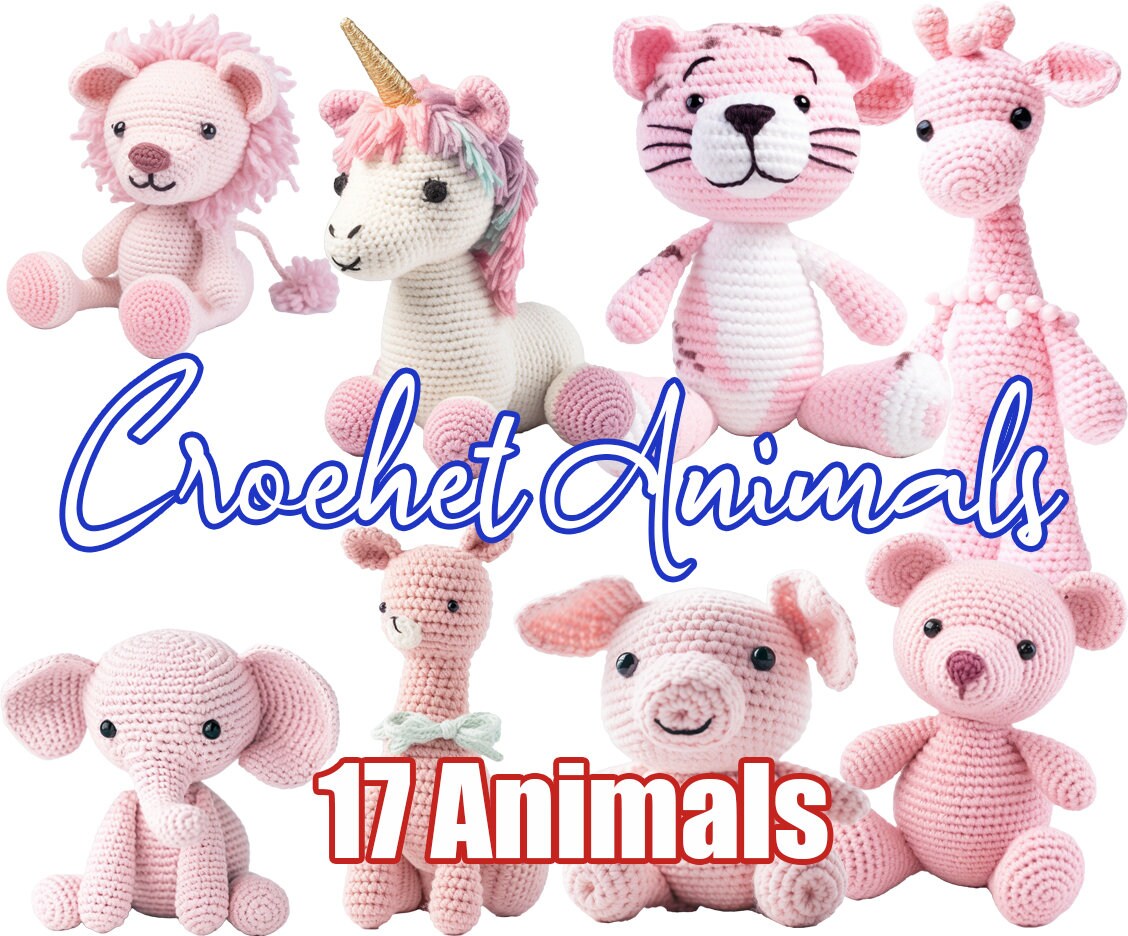 Adorable Pastel Animal Art Print of Crochet Animals Baby Shower Gift ...