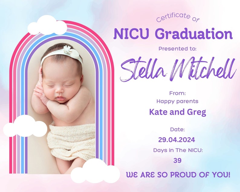 NICU Baby Graduation Certificate | NICU Mom Gift | NICU Baby Gift ...