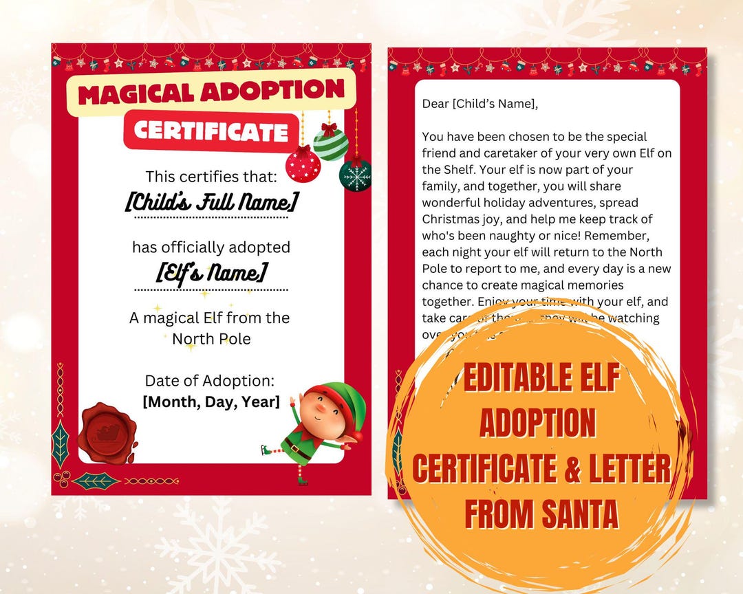 Editable Elf on the Shelf Letter | Elf Adoption Letter | Letter From ...