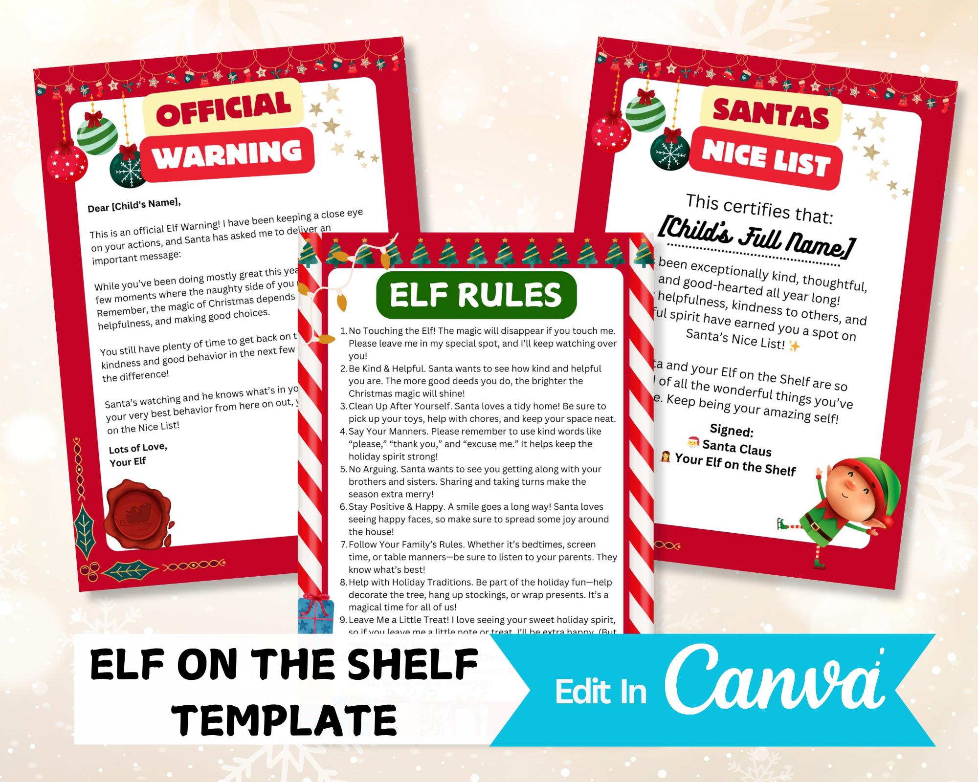 Editable Elf on the Shelf Kit - Template Download | Customizable ...
