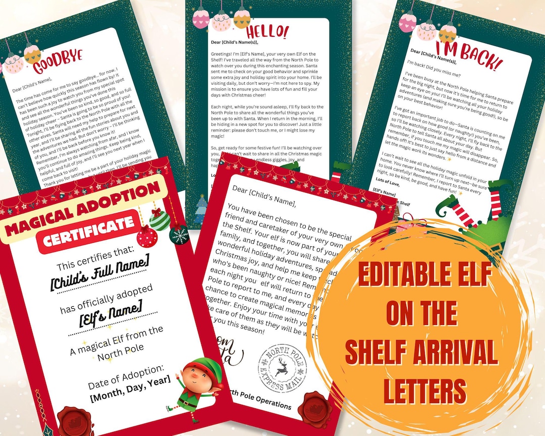 Editable Elf on the Shelf Kit | Elf on the Shelf Arrival Letter | Elf I ...