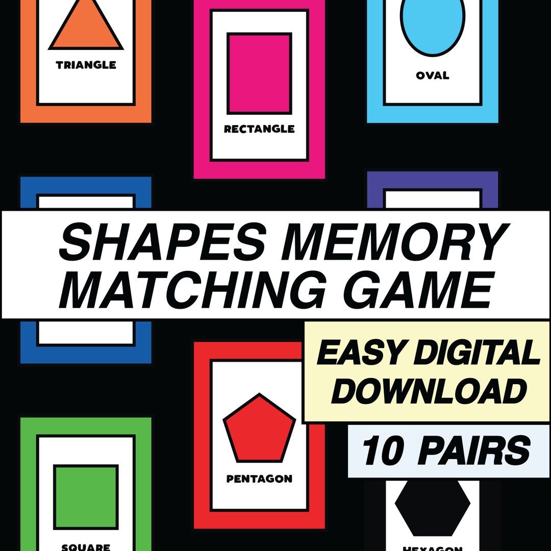 Low Stimulation Shape Memory Game for Kids - 10 Pairs - Digital Download - Etsy