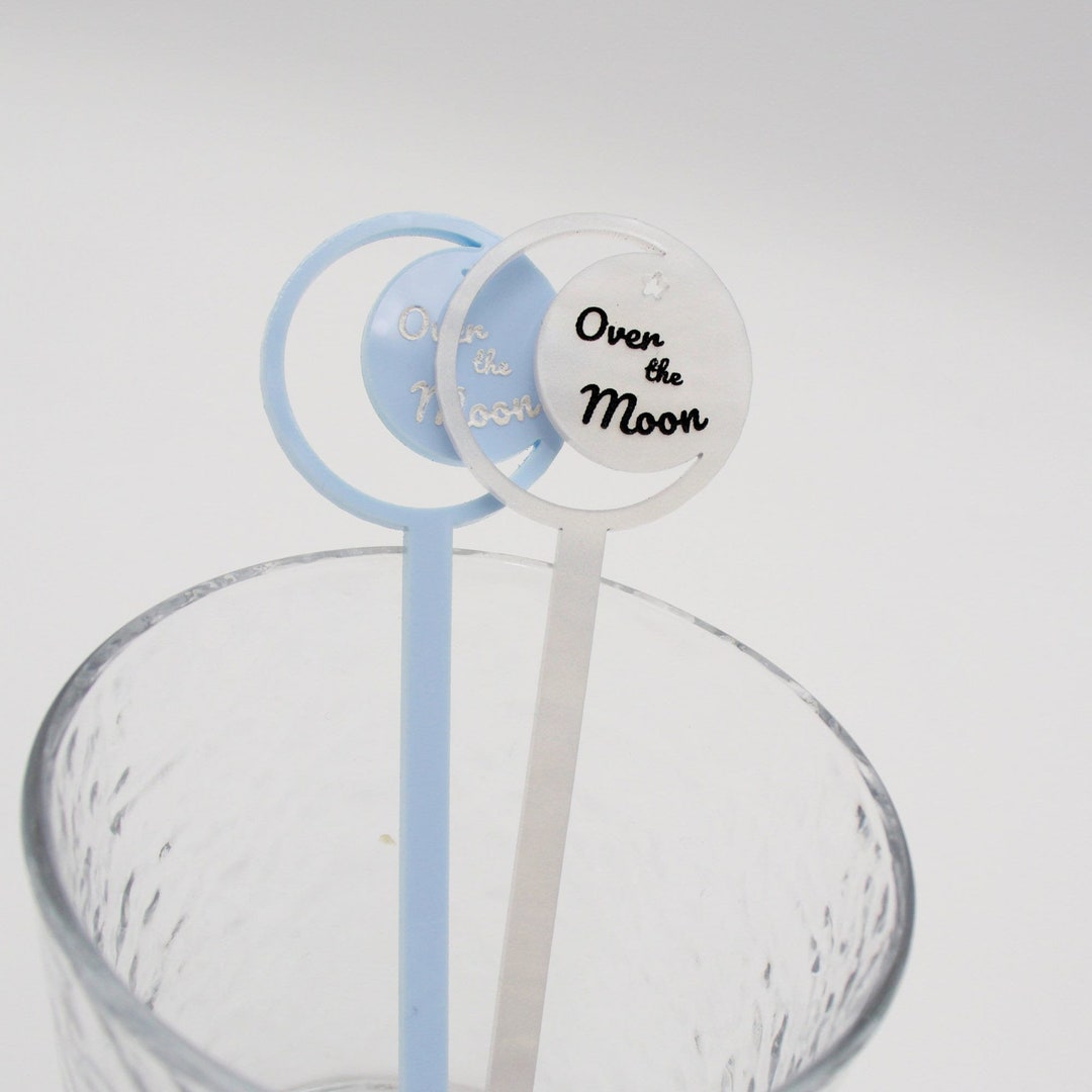 Celestial Drink Stirrers Set of 12 Moon and Star Acrylic Stir Sticks ...