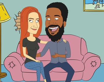 Custom Couple Portrait Beavis and Butthead - Etsy