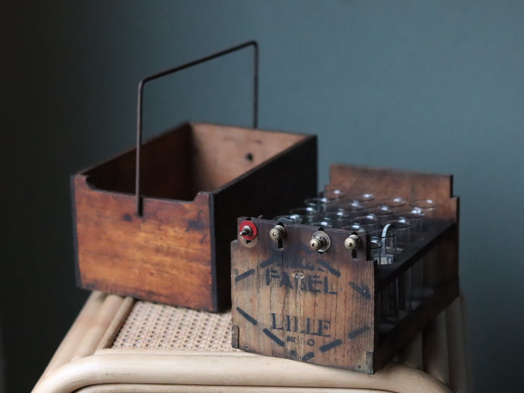 Extremely Rare Battery in Wooden Box With Glasses From Fabel Lille Nord ...