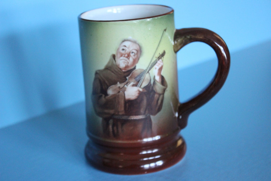 Antique POTTERY CIDER MUG Monk Tuning Violin Morris Willmore - Etsy