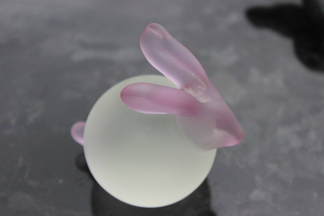 Frosted Glass Rabbit With Purple Ears and Tail - Etsy