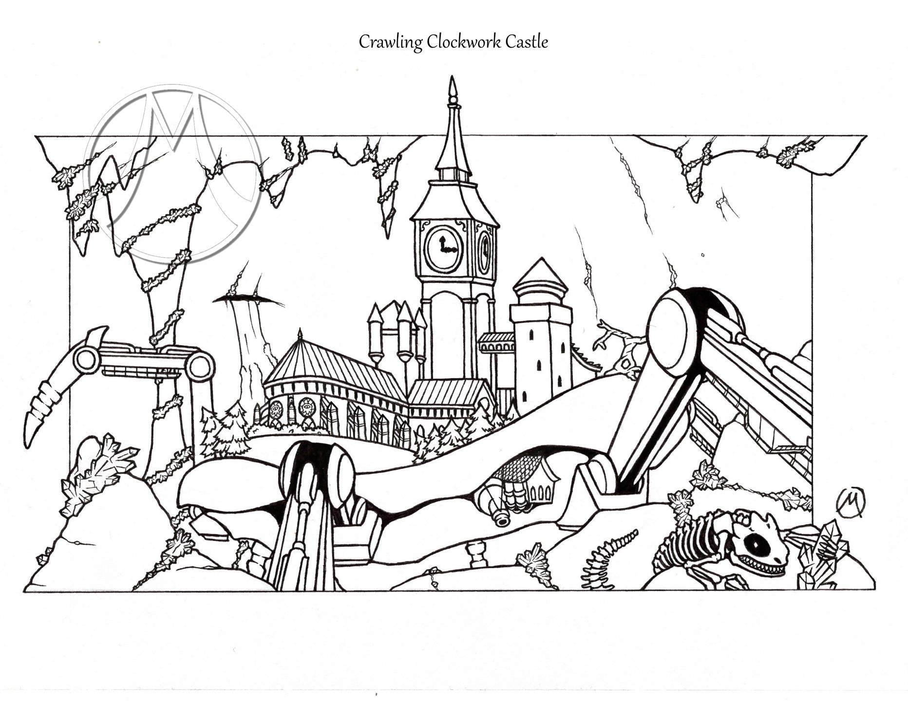 Fantasy Clockwork Castle Coloring Page - Etsy