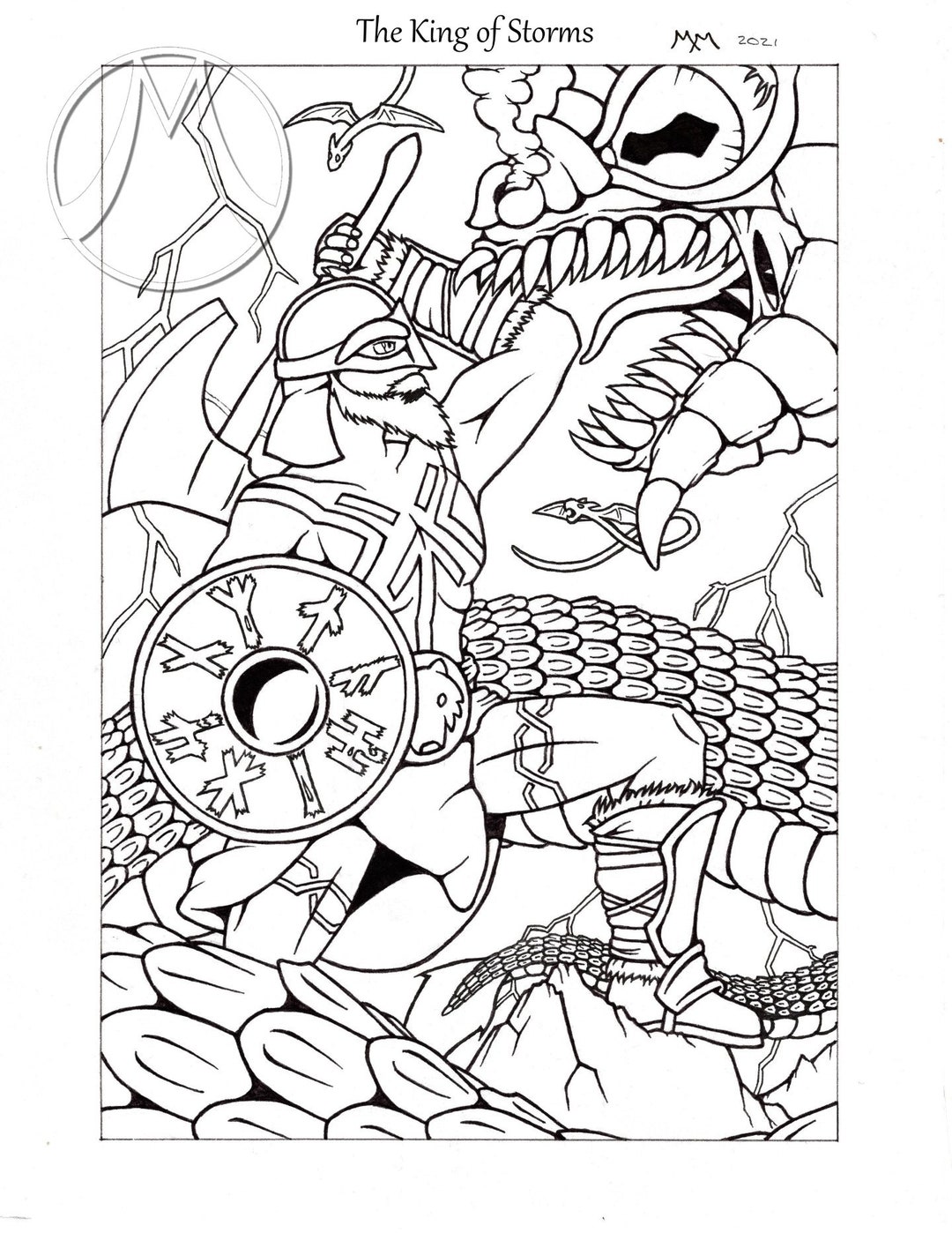 Viking Fantasy Warrior Coloring Page - Etsy