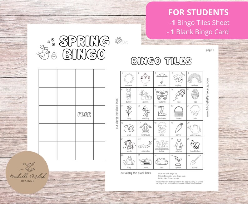 Spring Bingo Black and White Printable Bingo for Classroom Coloring ...