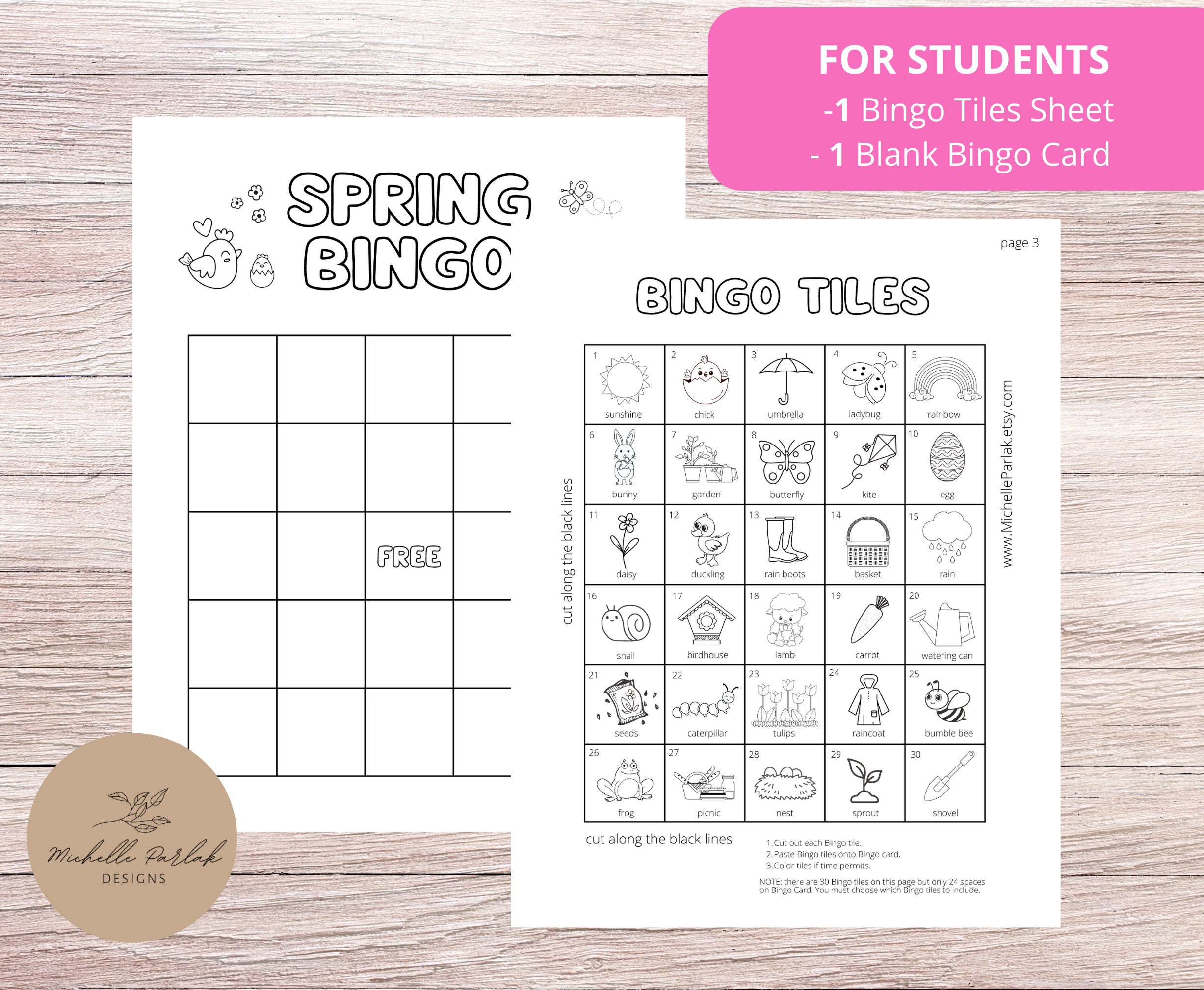 Spring Bingo Black and White Printable Bingo for Classroom Coloring ...