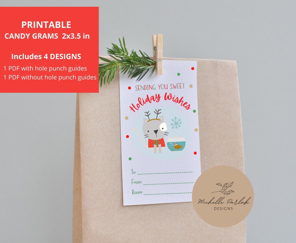 Printable Candy Gram Gift Tags for Students, Instant Digital Download ...