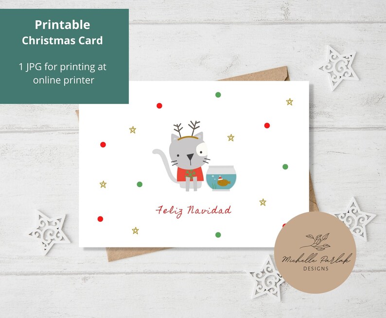 Printable Spanish Christmas Card Feliz Navidad Spanish Card Instant ...