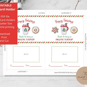 Printable Christmas Gift Card Holder, Teacher Appreciation Gift ...