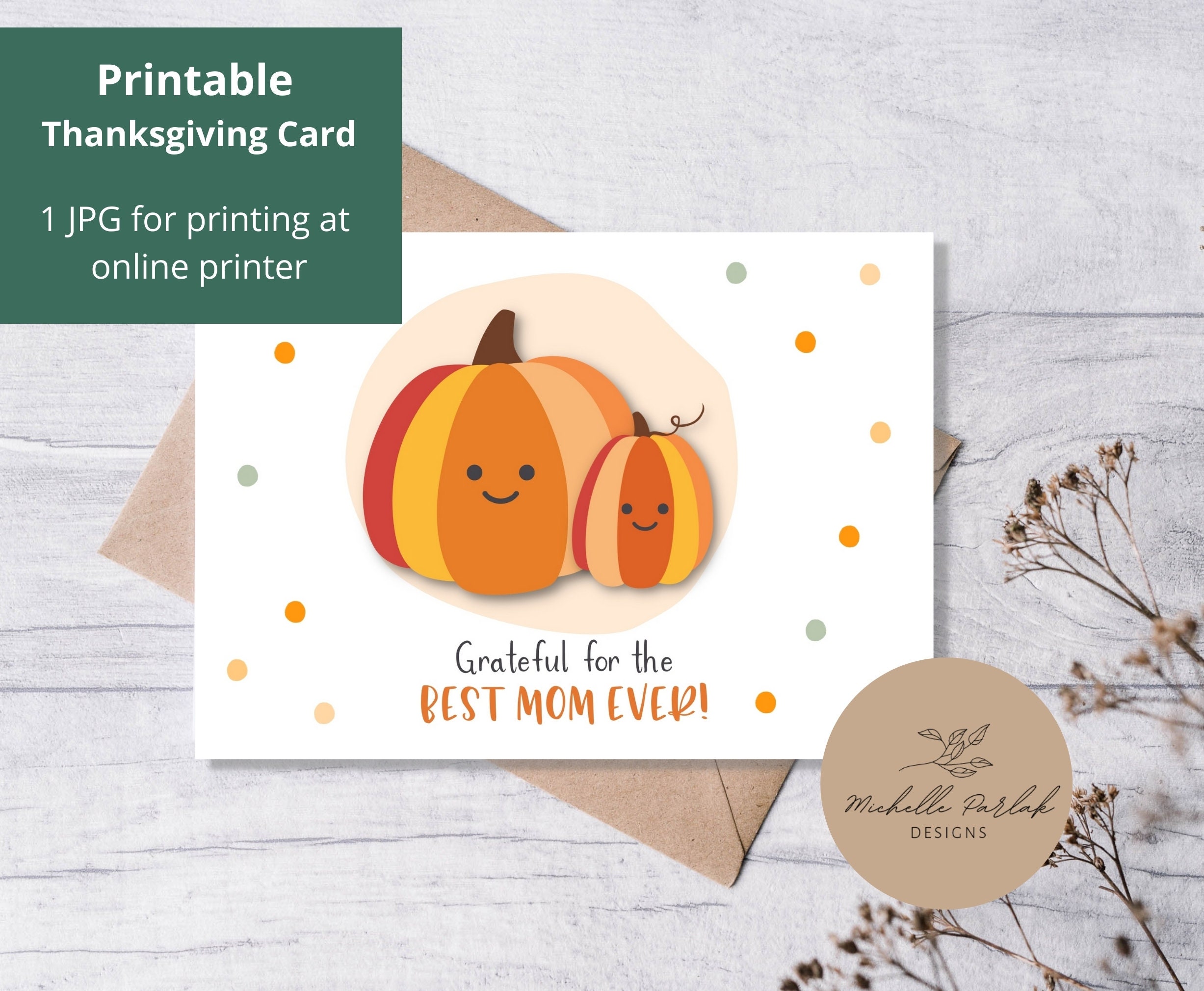 Printable Thanksgiving Card for Mom Instant Download 7x5 Inch Card for ...