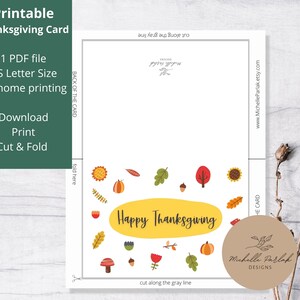 Printable Thanksgiving Greeting Card Instant Download 7x5 Inch Cards ...