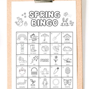 Spring Bingo Black and White Printable Bingo for Classroom Coloring ...
