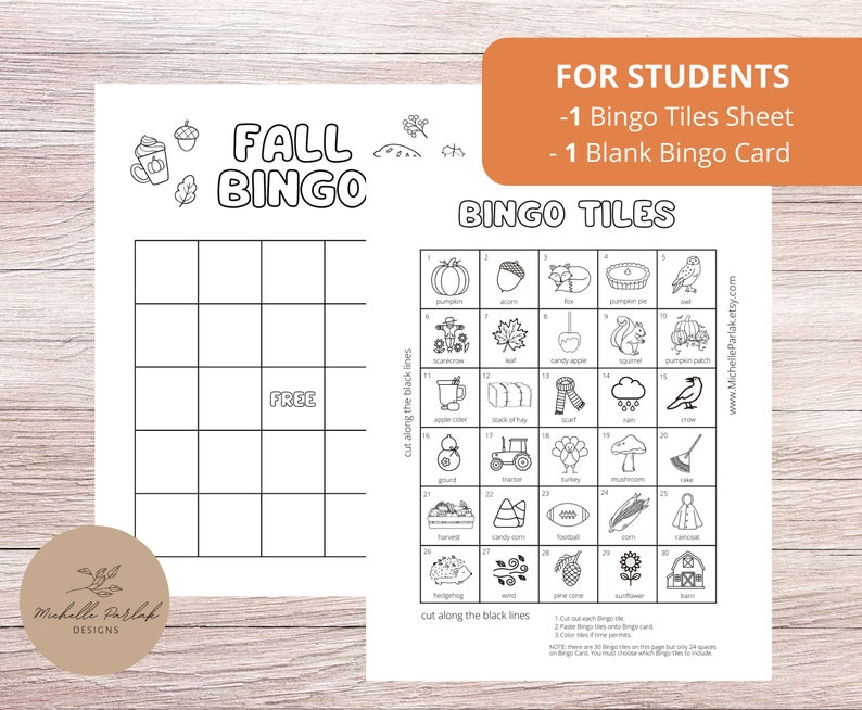 Printable Bingo for Students DIY Black and White Thanksgiving - Etsy