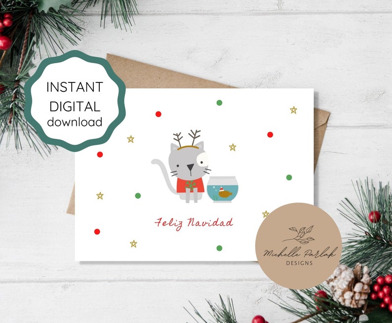 Printable Spanish Christmas Card Feliz Navidad Spanish Card Instant ...