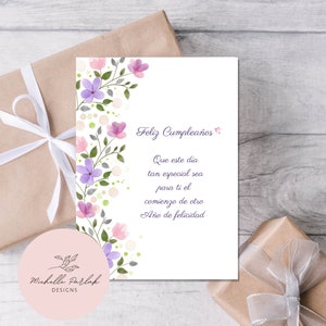 Feliz Cumpleaños Greeting Card Handmade Happy Birthday Card Floral ...