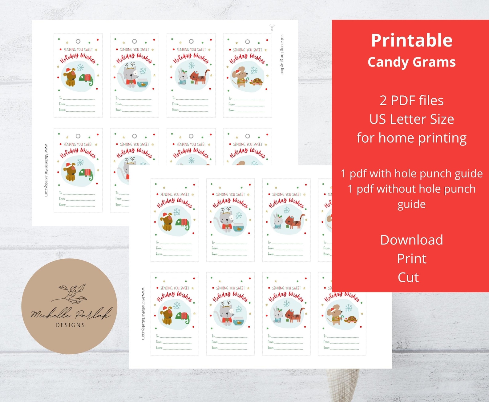 Printable Candy Gram Gift Tags for Students, Instant Digital Download ...