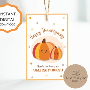 Printable Thanksgiving Gift Tag for Student Happy Thanksgiving - Etsy