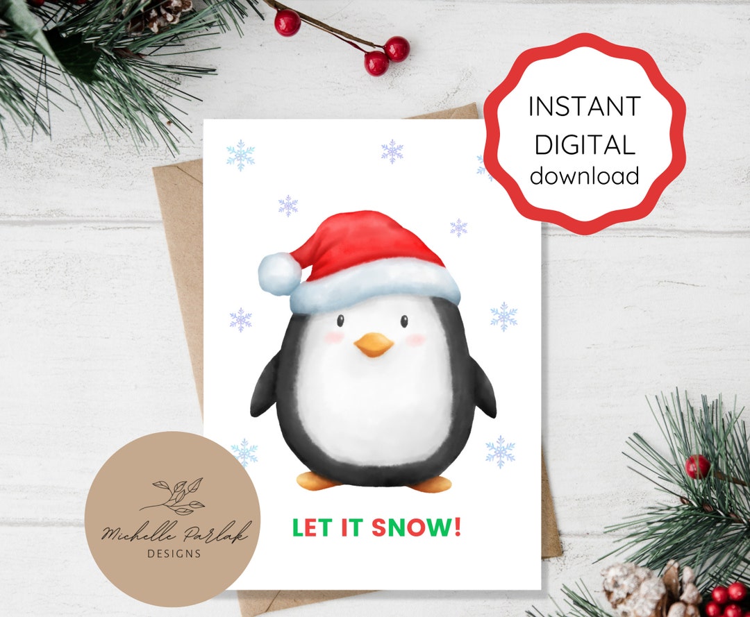 Printable Let It Snow Christmas Card for Friend and Family Cute Xmas ...