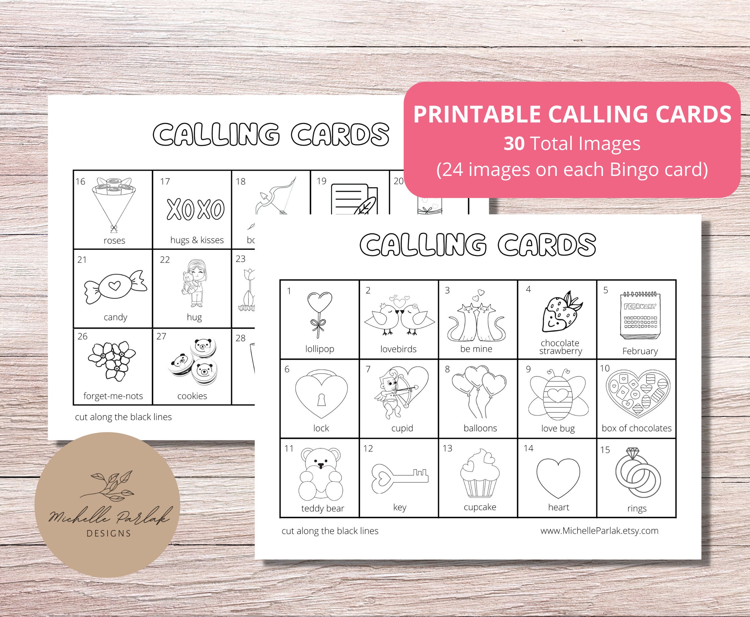Printable Valentine's Day Bingo Cards, Black and White Printable DIY ...