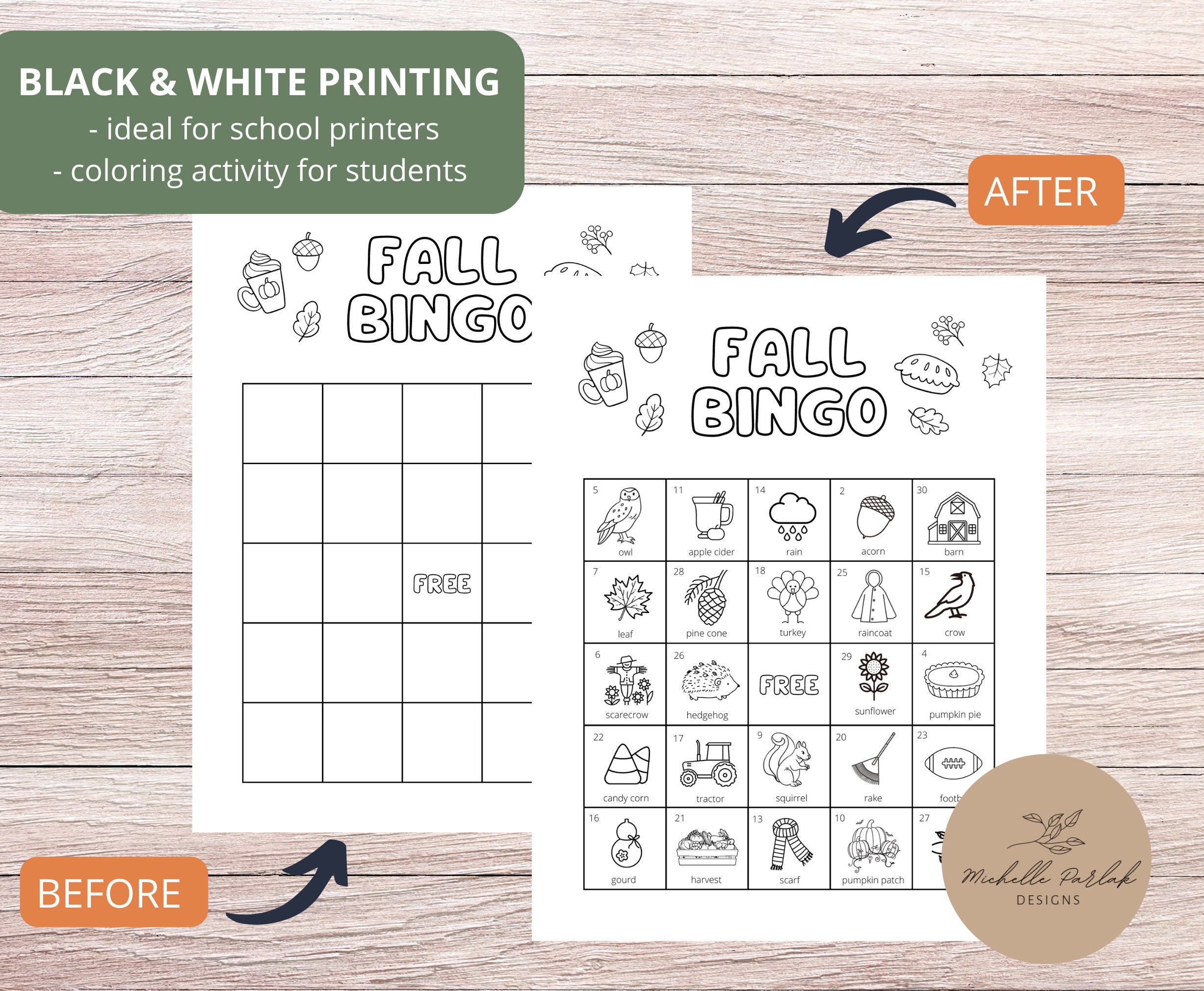 Printable Bingo for Students DIY Black and White Thanksgiving Bingo ...