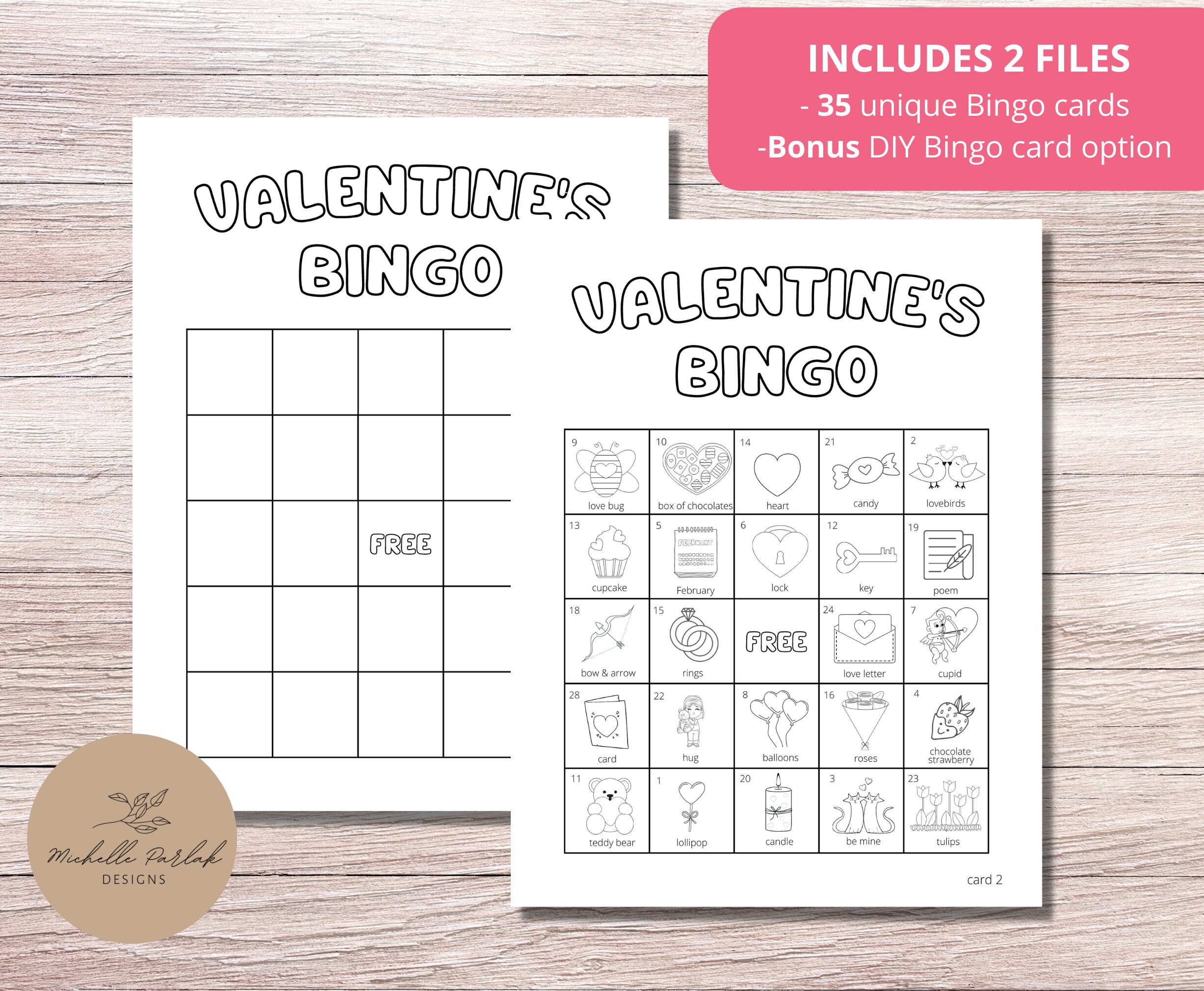 Printable Valentine's Day Bingo Cards, Black and White Printable DIY ...