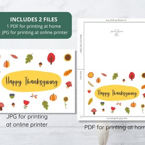 Printable Thanksgiving Greeting Card Instant Download 7x5 Inch Cards ...