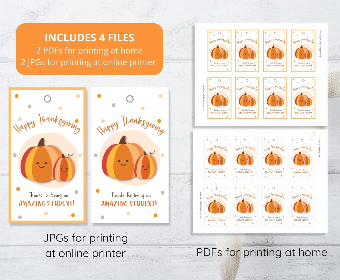 Printable Thanksgiving Gift Tag for Student Happy Thanksgiving - Etsy