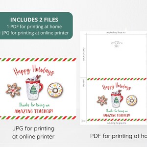 Printable Christmas Card for Teacher Instant Download Holiday Card for ...