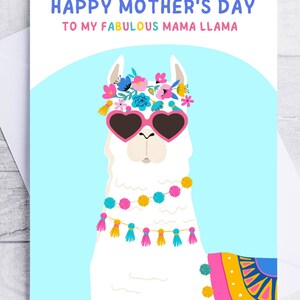 Funny Mother's Day Card Printable From Daughter Mama Llama Card Instant ...
