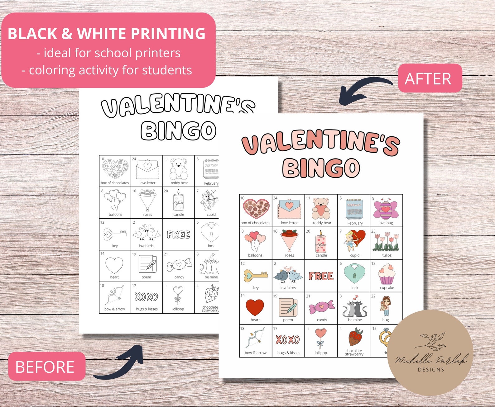 Printable Valentine's Day Bingo Cards, Black and White Printable DIY ...