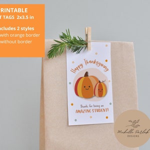 Printable Thanksgiving Gift Tag for Student Happy Thanksgiving - Etsy