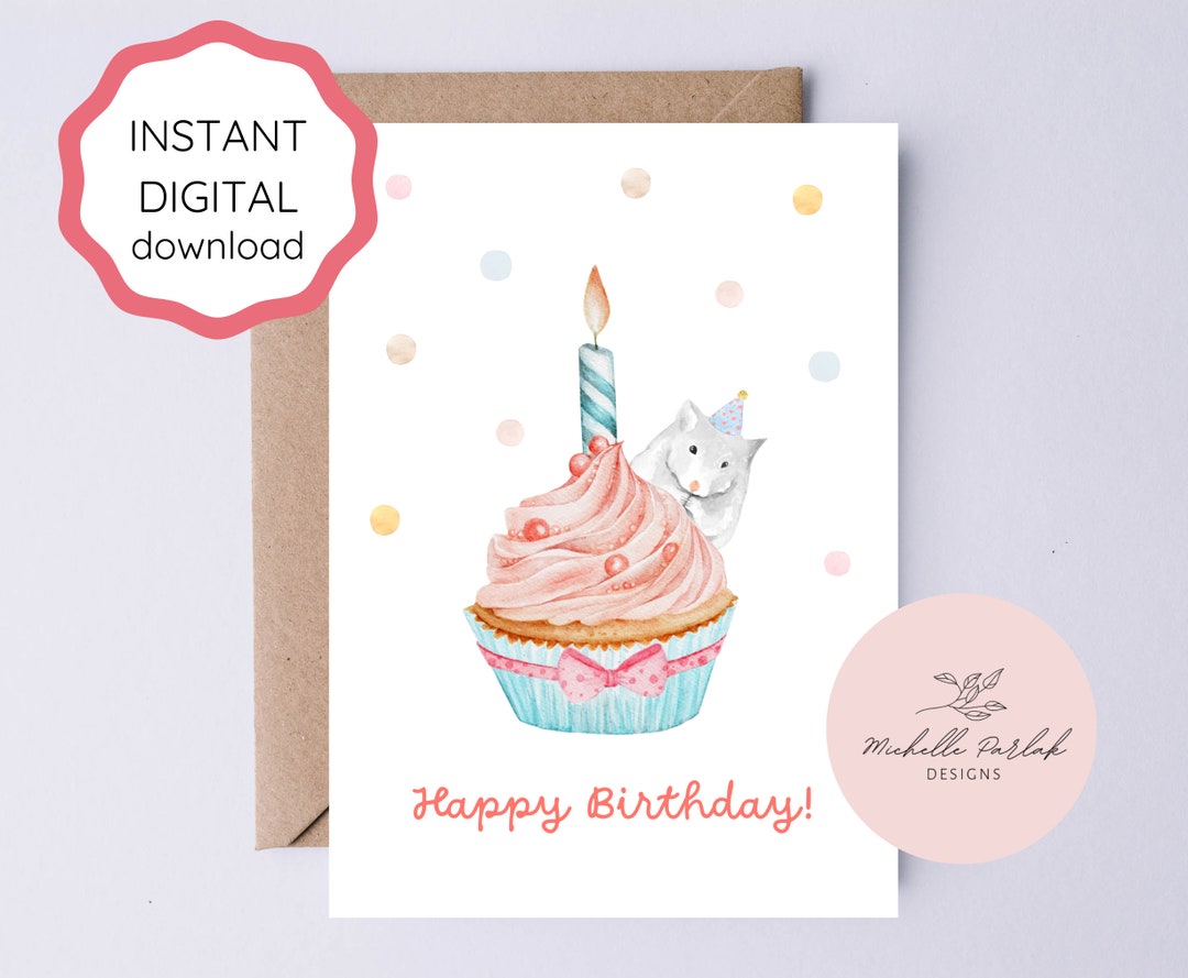 Hamster Birthday Card Printable Download Birthday Card Hamster and ...