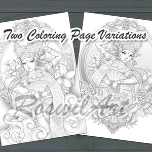 Bali Dance Roswilart Coloring Page for Adult Greyscale Coloring Page ...