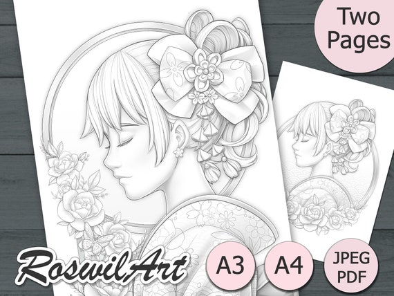 Yamato Nadeshiko Roswilart Coloring Page for Adult | Etsy UK